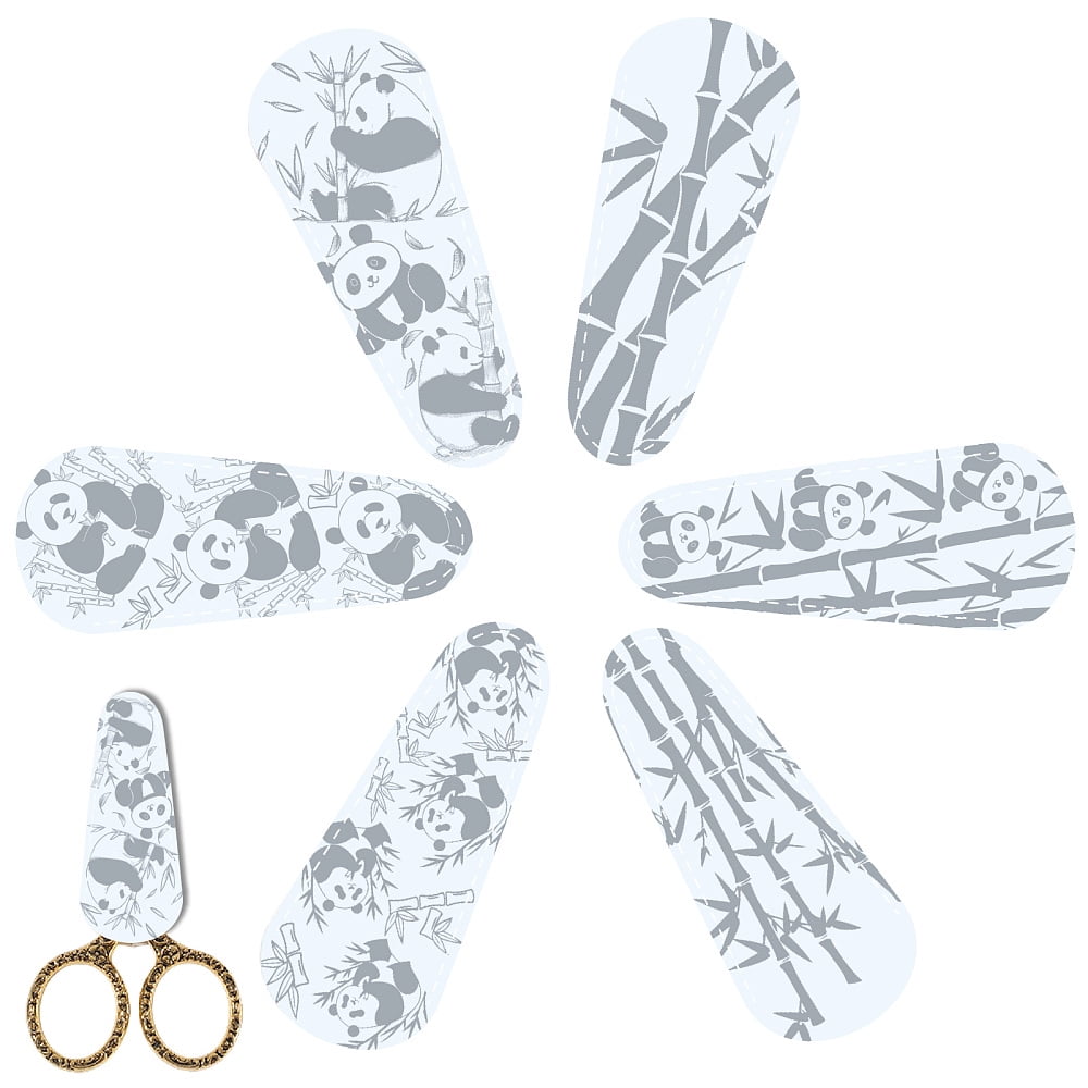 6Pcs PU Leather Scissors Sheaths Shears Protective Covers Panda Bamboo ...