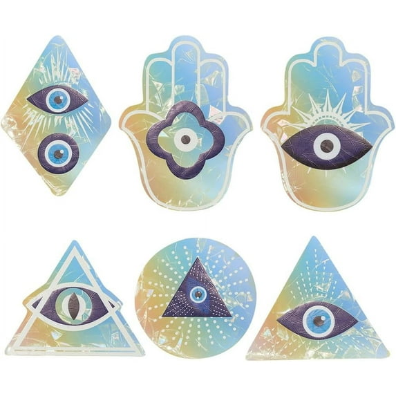 6Pcs PVC Window Clings Blue Window Decals Static Hasma Hand Anti ...