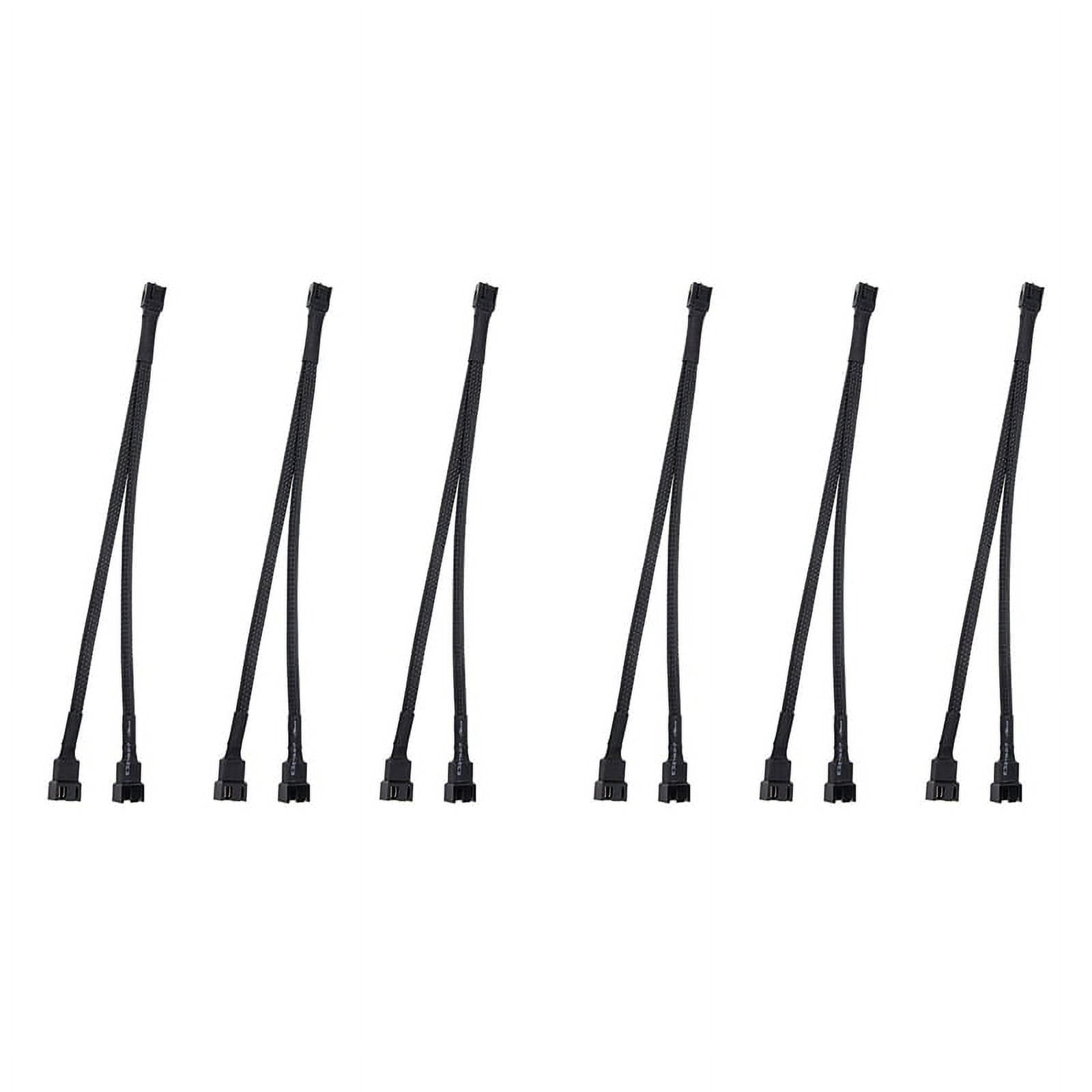 6Pcs PWM Fan Splitter Cable 2Way 4Pin Y Sleeved Extension Power Cable ...