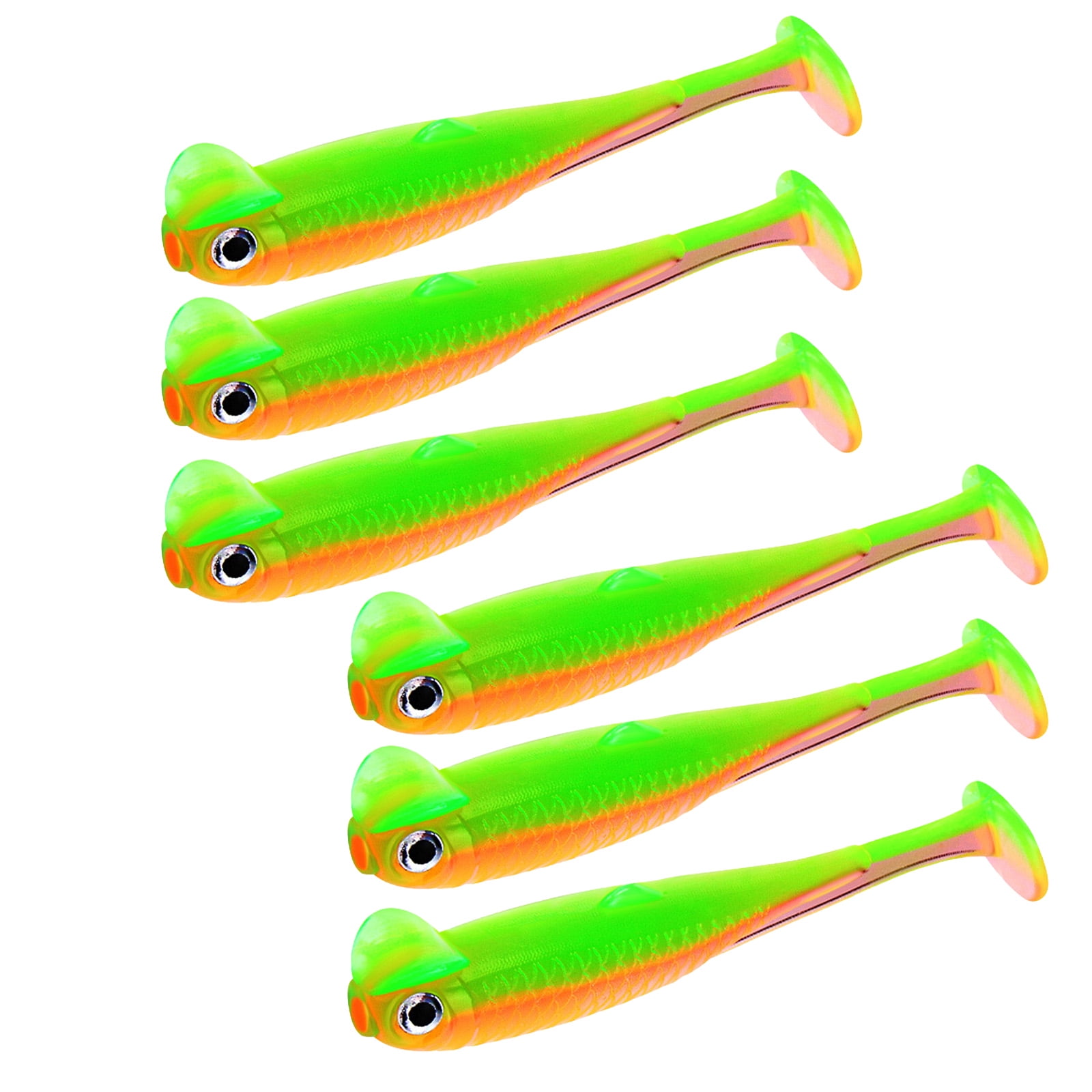 6Pcs Paddle Tail Swimbaits 6cm 1.3g Artificial T Tail Swim Baits for ...
