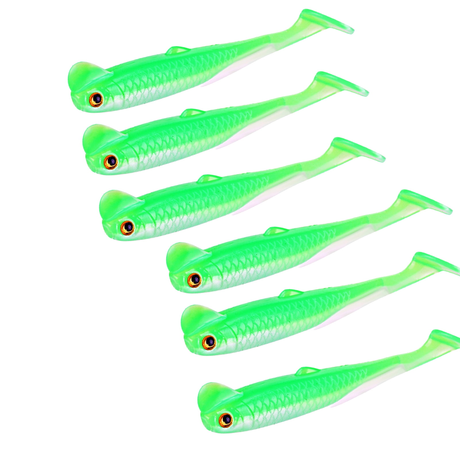 6Pcs Paddle Tail Swimbaits 6cm 1.3g Artificial T Tail Swim Baits for ...