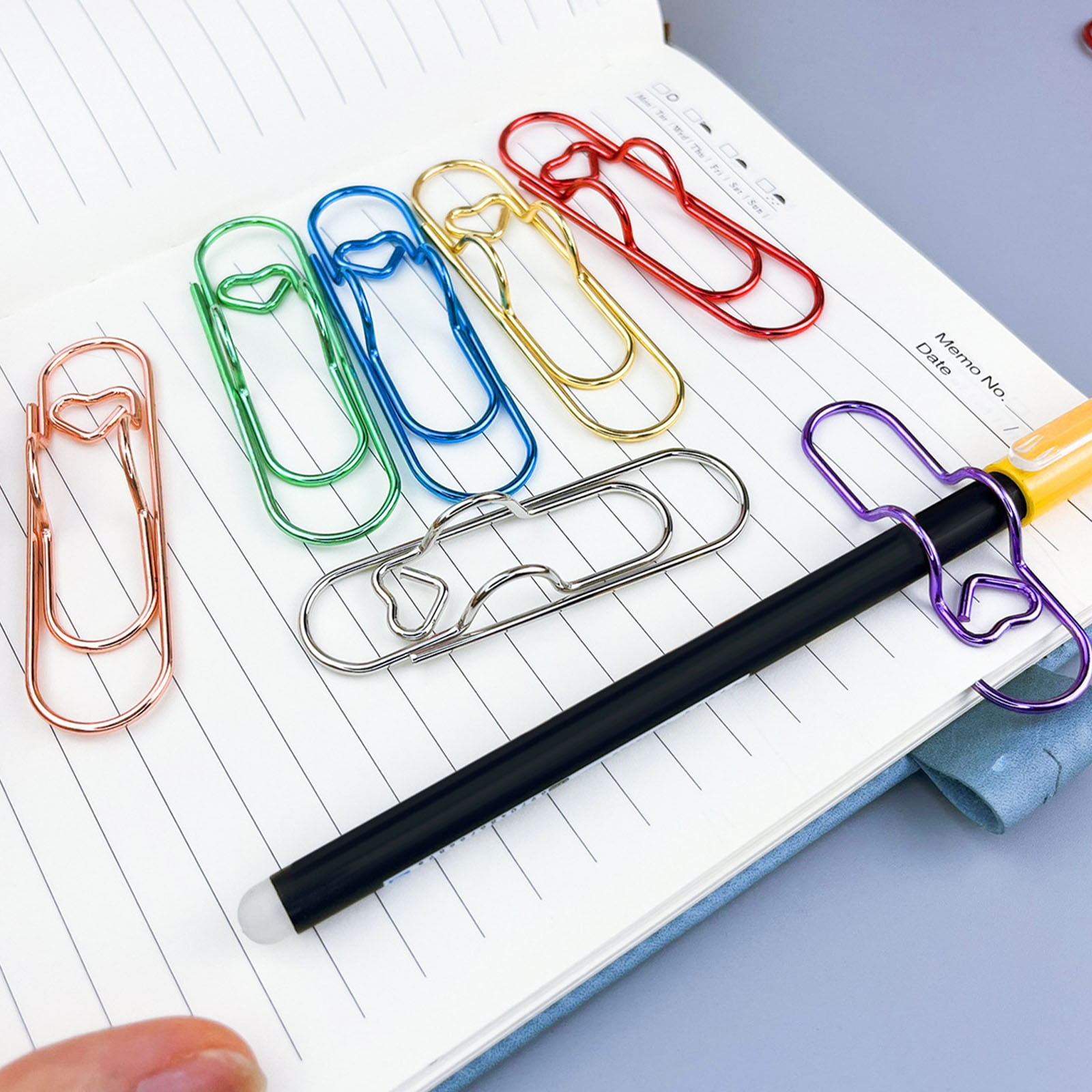 6Pcs Paper Clip Pen Holder for Notebook,Heart Pen Clip for Notebook ...