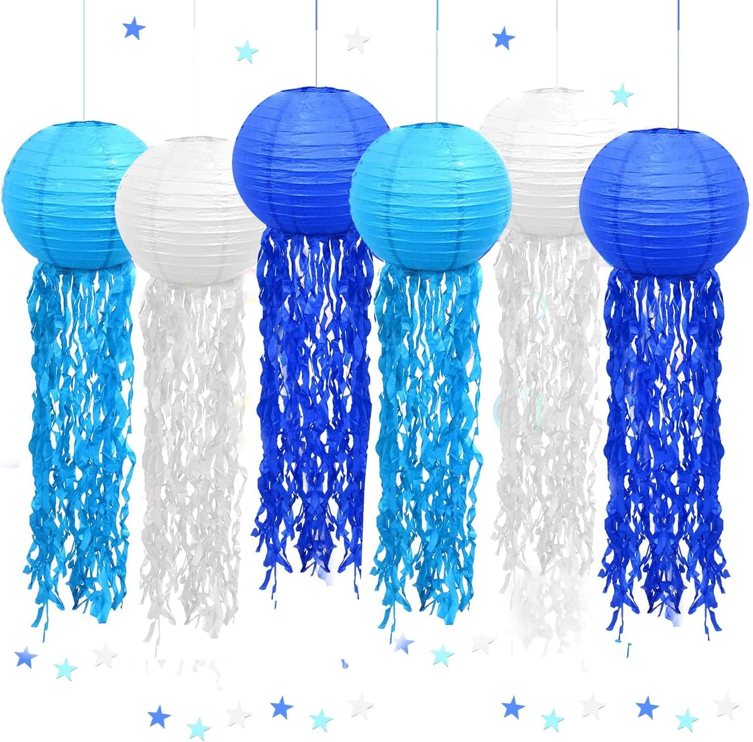 6Pcs Paper Lanterns Jellyfish Paper Lanterns Party Decorations Blue ...