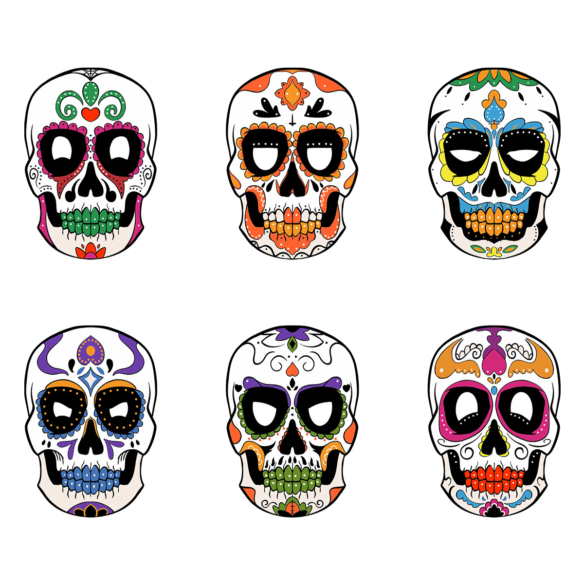 6Pcs Paper Mask Paper Party Mask Day of The Dead Mask Festival Paper ...
