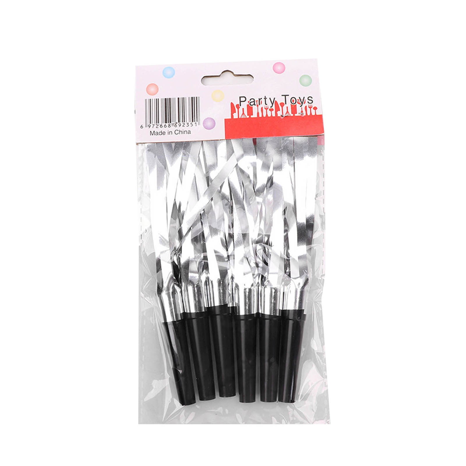 6Pcs Party Horns Noise Makers Glitter Metallic Fringed Noise Makers ...