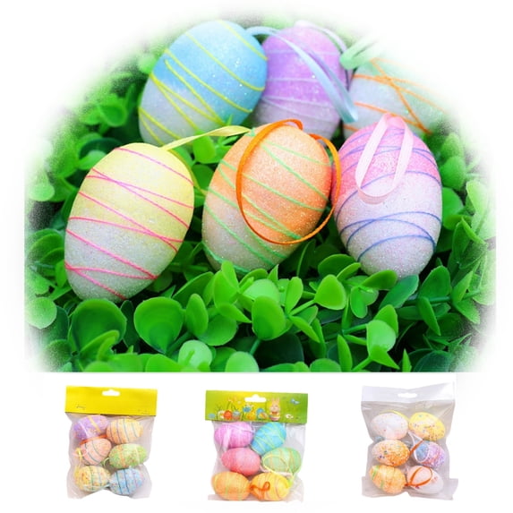 6Pcs Pastel Hanging Easter Eggs - Colorful Easter Tree Ornaments ...