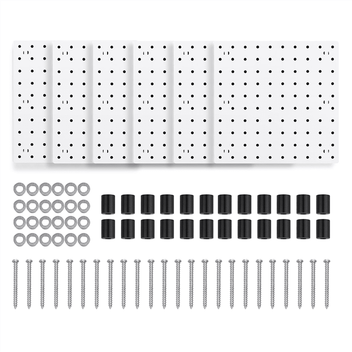 6Pcs Peg Board, Peg Board Wall Organizer Panels, White Peg Board Wall ...