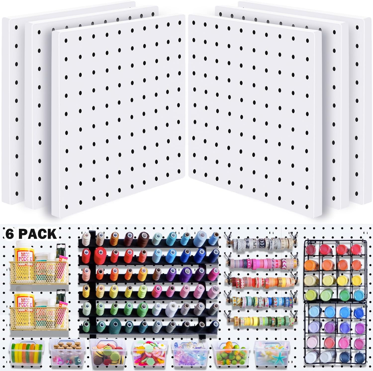 6Pcs Pegboard, Peg Board, Pegboard Wall Organizer, Mount Display ...