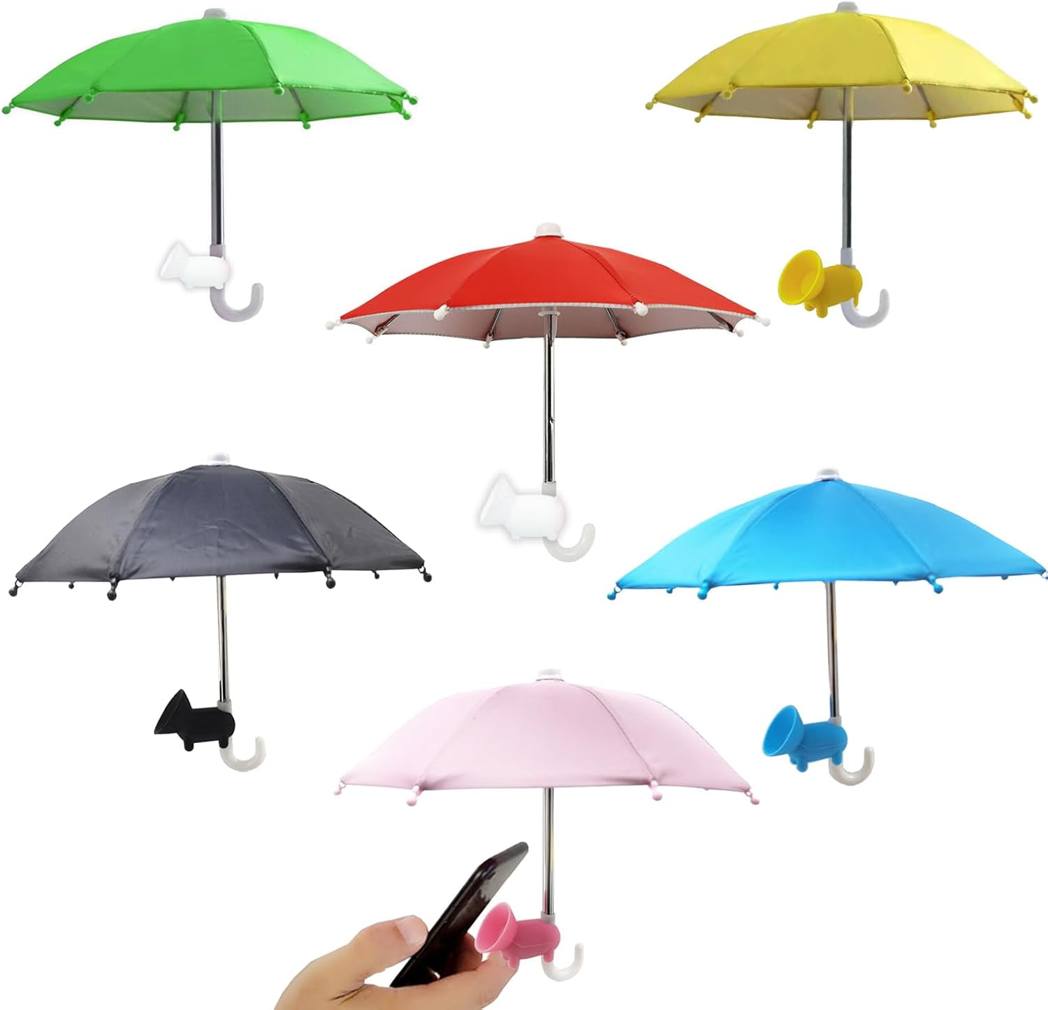 6Pcs Phone Umbrella, Sun Shade with Suction Cup Stand, Outdoor Mobile ...