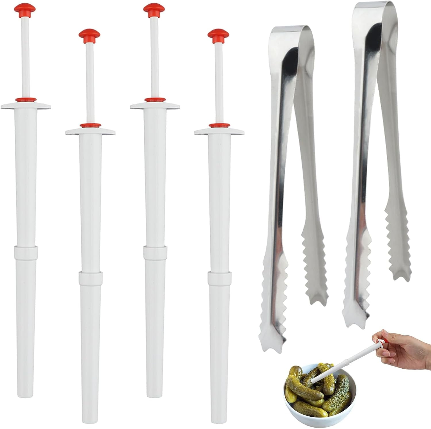 6Pcs Pickle Grabber Tool, Pickle Picker Deluxe Pickle Pincher with Ice ...