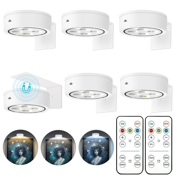 6Pcs Picture Light Battery Operated, Magnetic Led Painting Light with ...