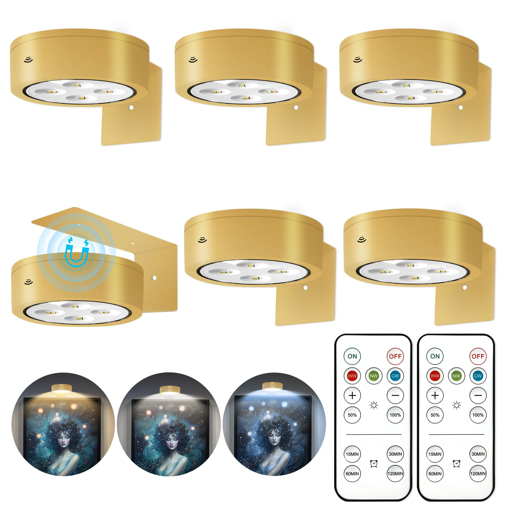 PANGTON VILLA Wireless LED Painting Light with Remote, Dimmable ...