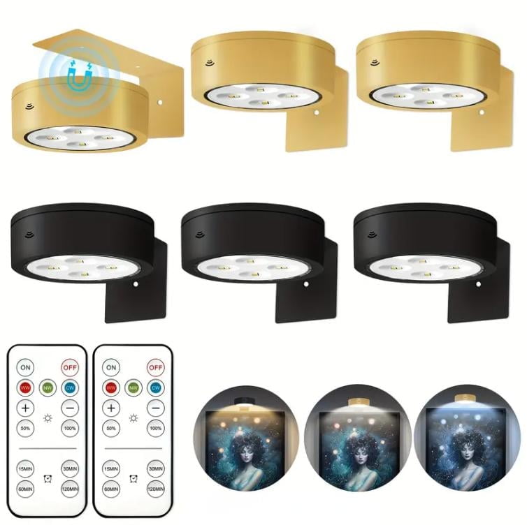 6Pcs Picture Lights For Wall Battery Operated, Magnetic Led Painting ...