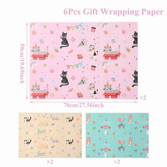 6Pcs Pink Bow 50x70cm Per Sheets Bow Theme Wrapping Paper Sheet ...