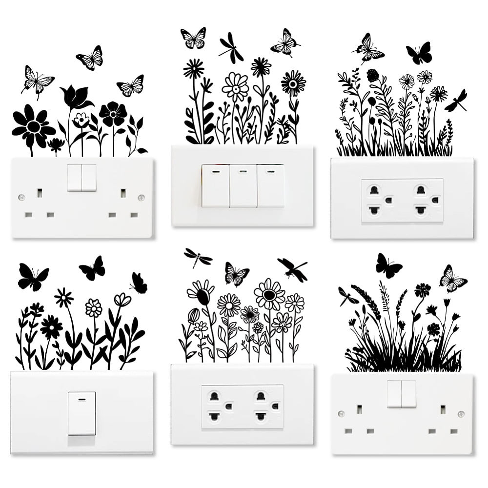 6Pcs Plant PVC Plastic Waterproof Self-adhesive Stickers Set Light ...
