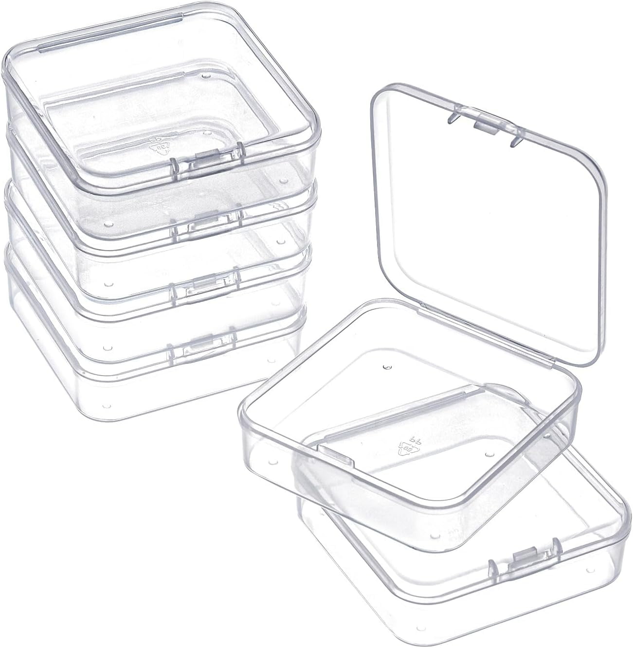 6Pcs Plastic Bead Storage Containers Organizer Boxes with Hinged Lid ...