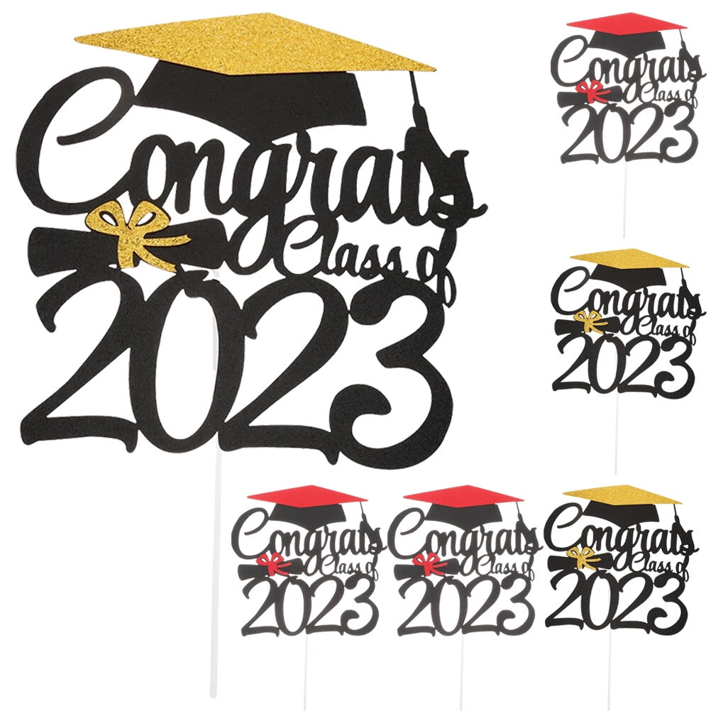 6Pcs Plastic Congrats Grad Cupcake Topper 2023 Graduation Party Cake ...