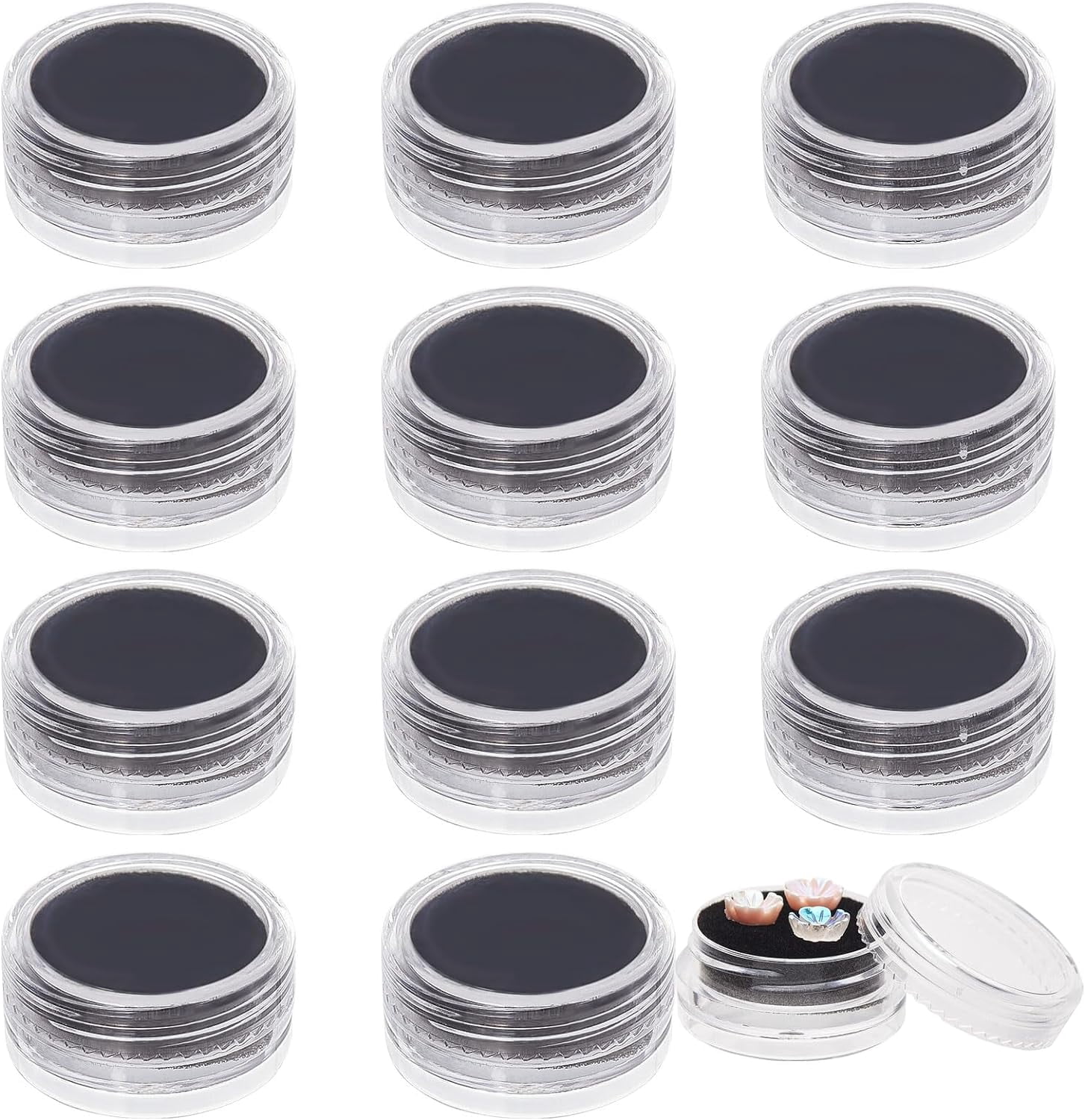 6Pcs Plastic Loose Diamond Boxes Flat Round with Sponge Inside for ...