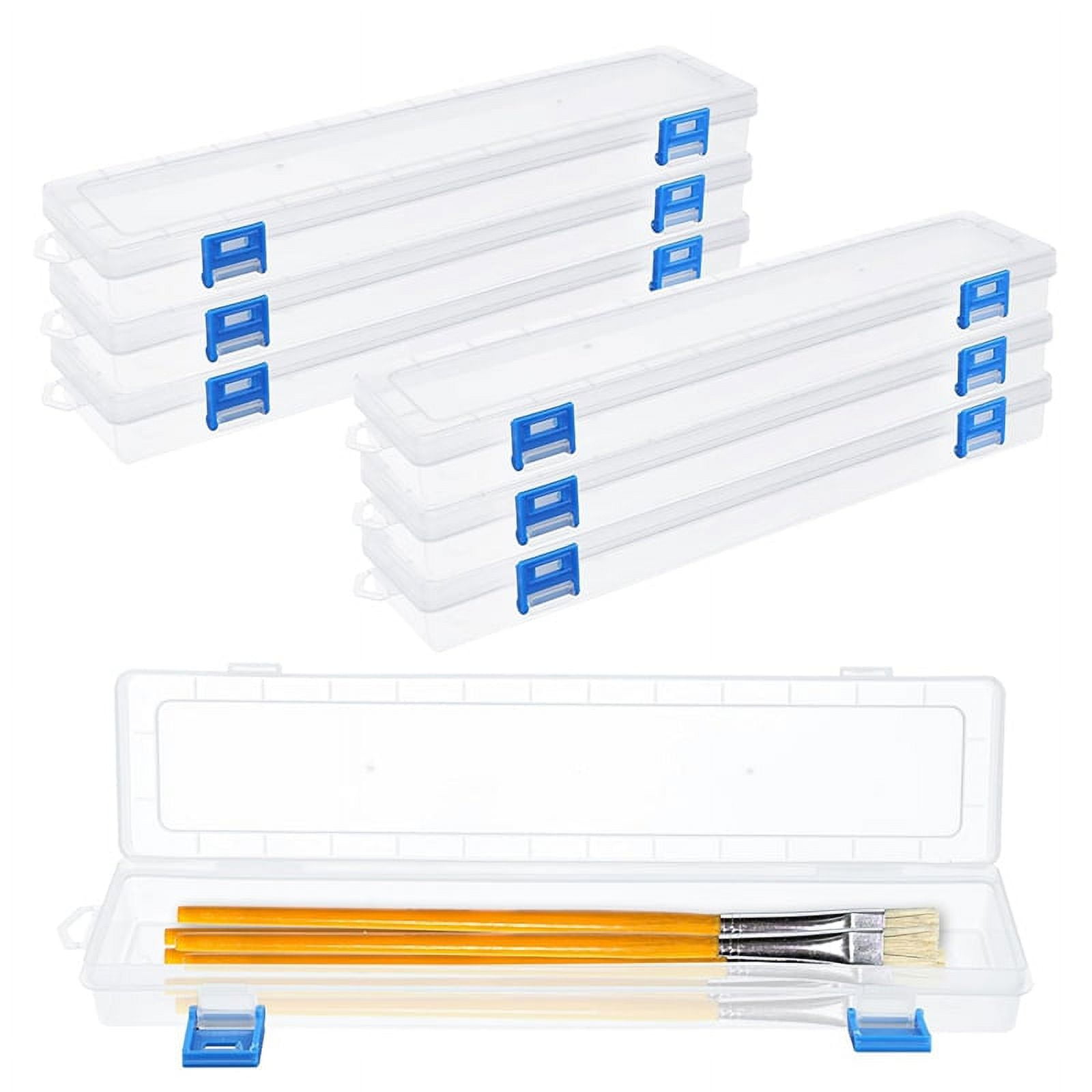 6Pcs Plastic Paint Brush Storage Box,13 Inch Clear Paint Brush Holder ...