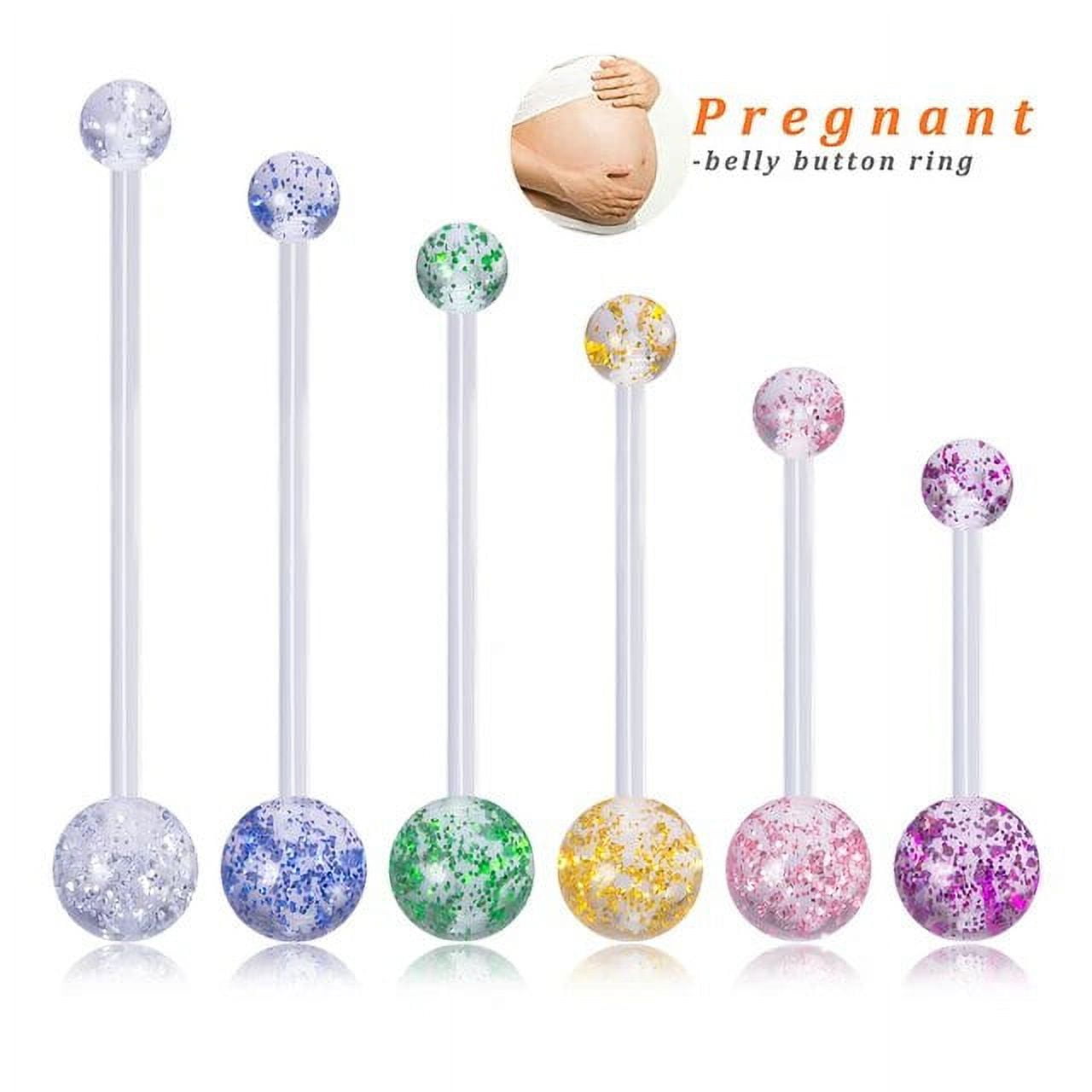 6Pcs Plastic Pregnancy Belly Button Rings Acrylic Long Bar Navel Rings ...