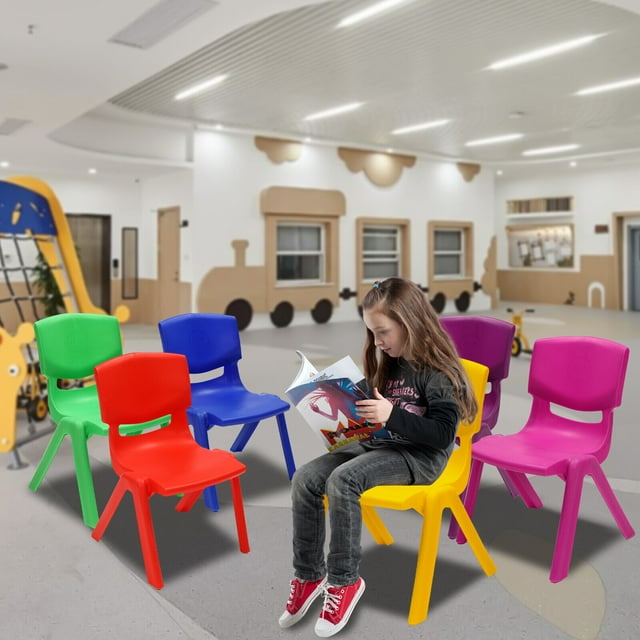 6Pcs Plastic Stackable School Chairs Colorful Stacking Chairs Classroom ...