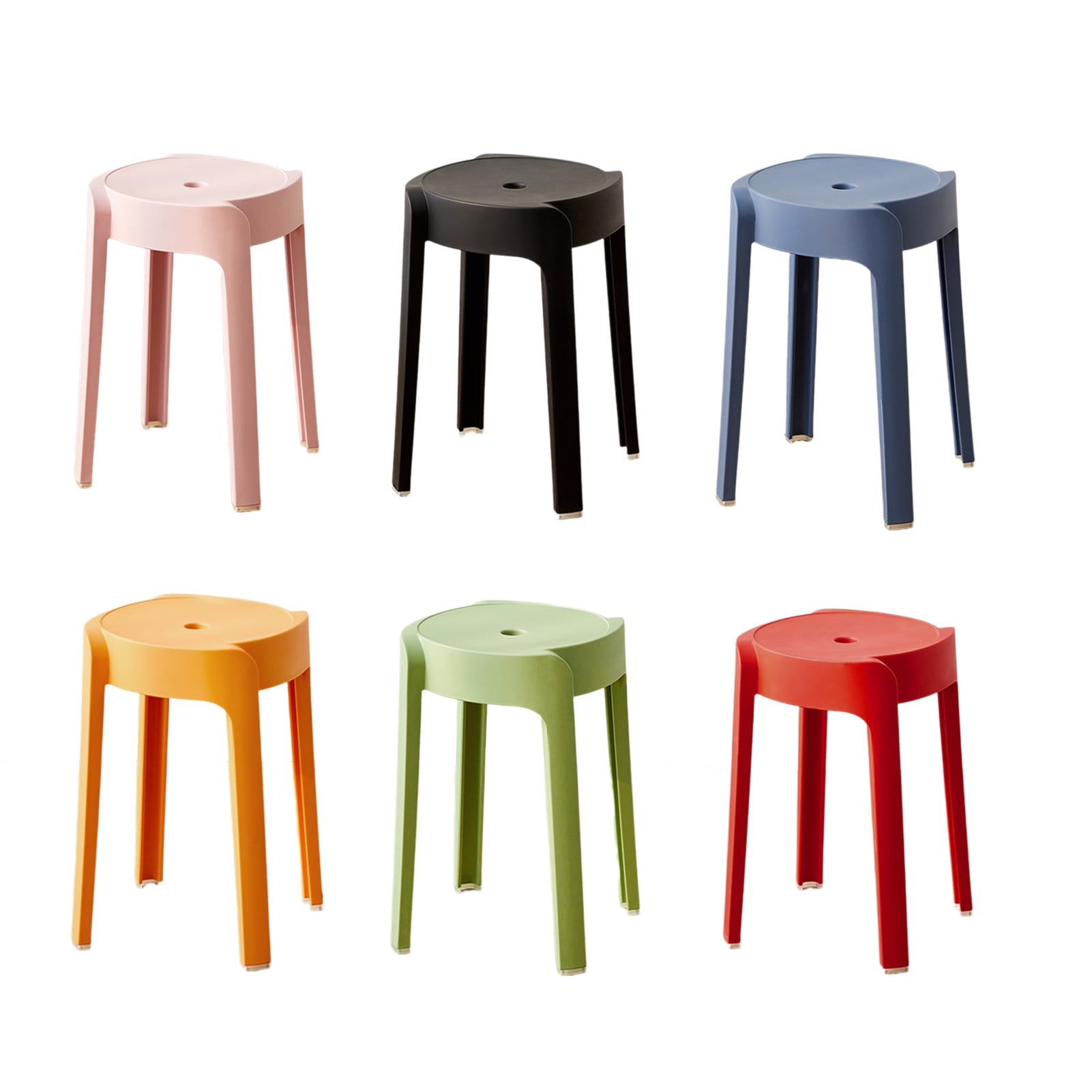 6Pcs Plastic Stool Stackable Portable Round Nesting Stools 330lbs Load ...