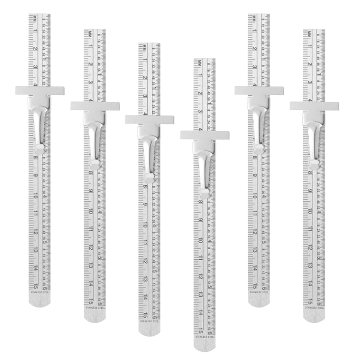 6Pcs Pocket Ruler with Detachable Clips Precision Pocket Ruler Metric ...