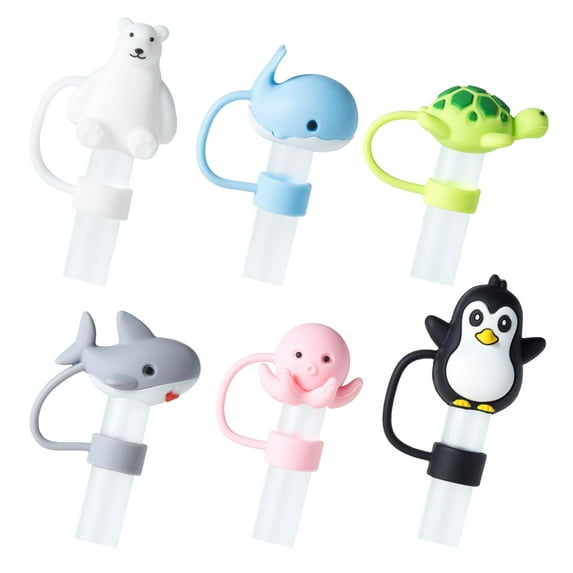 6Pcs Polar Animals Straw Covers forCup 40oz 30oz Tumblers, 10mm ...