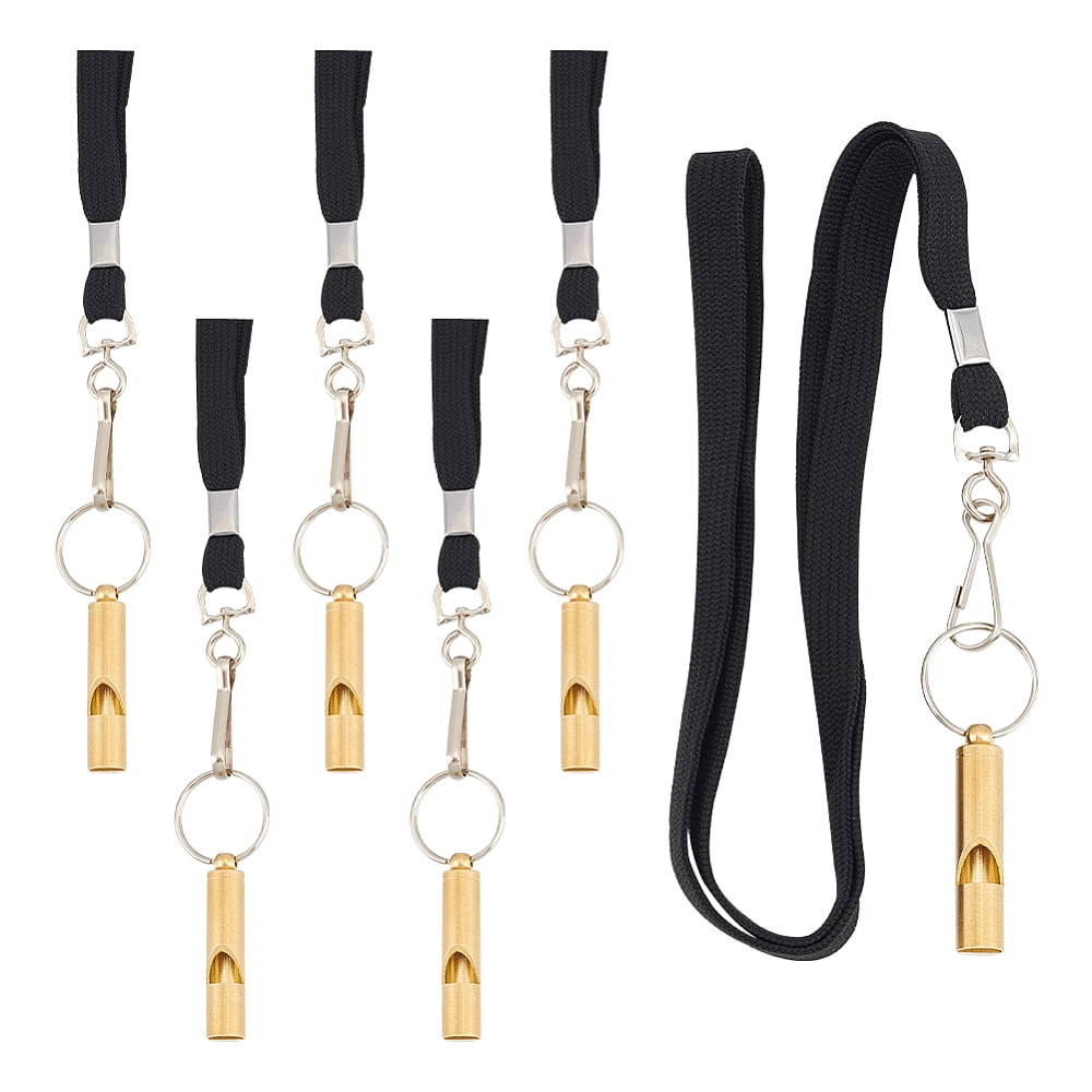 6Pcs Polyester Card Holder Lanyards with 6Pcs Brass Whistles Mixed ...