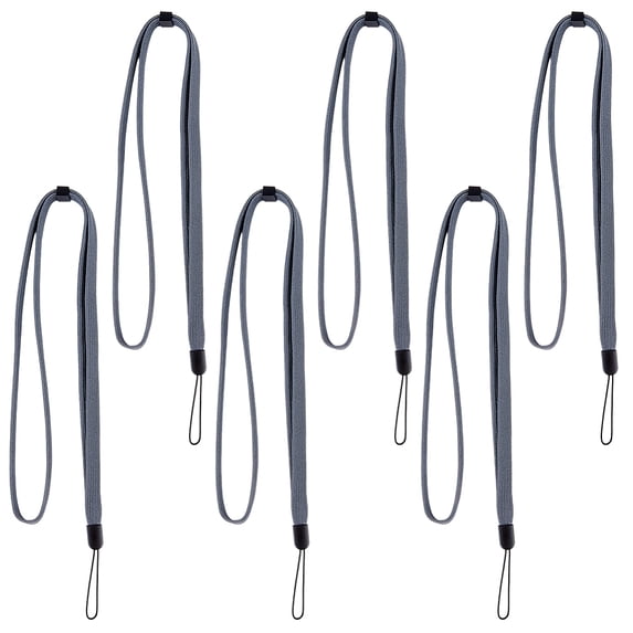 6Pcs Polyester Neck Straps Name Card Straps with Plastic Findings Gray ...