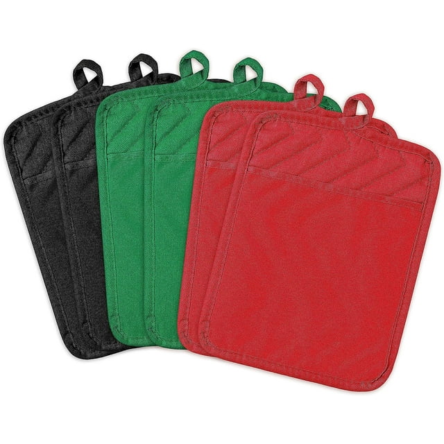 6Pcs Pot Holder with Pocket for Kitchen Cotton Pot Holder Set Machine ...