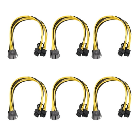 6Pcs Power Cable PCIE 8Pin Female to 2 End Double Port 8Pin Male 18AWG ...