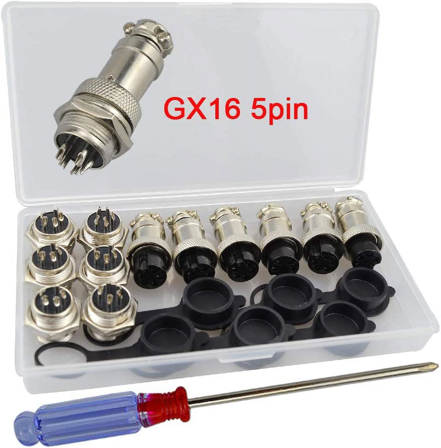6Pcs Premium 5 Pin GX16 Aviation Connector, 5A 16mm Thread Male Female ...