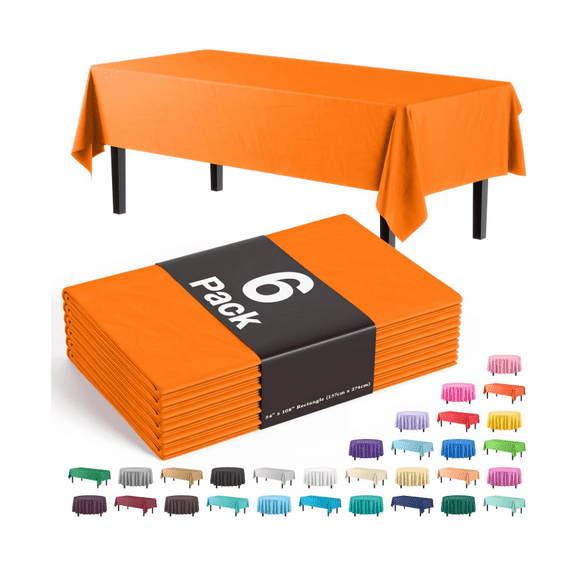 6Pcs Premium Disposable Plastic Tablecloth, Rectangle Table Cover ...