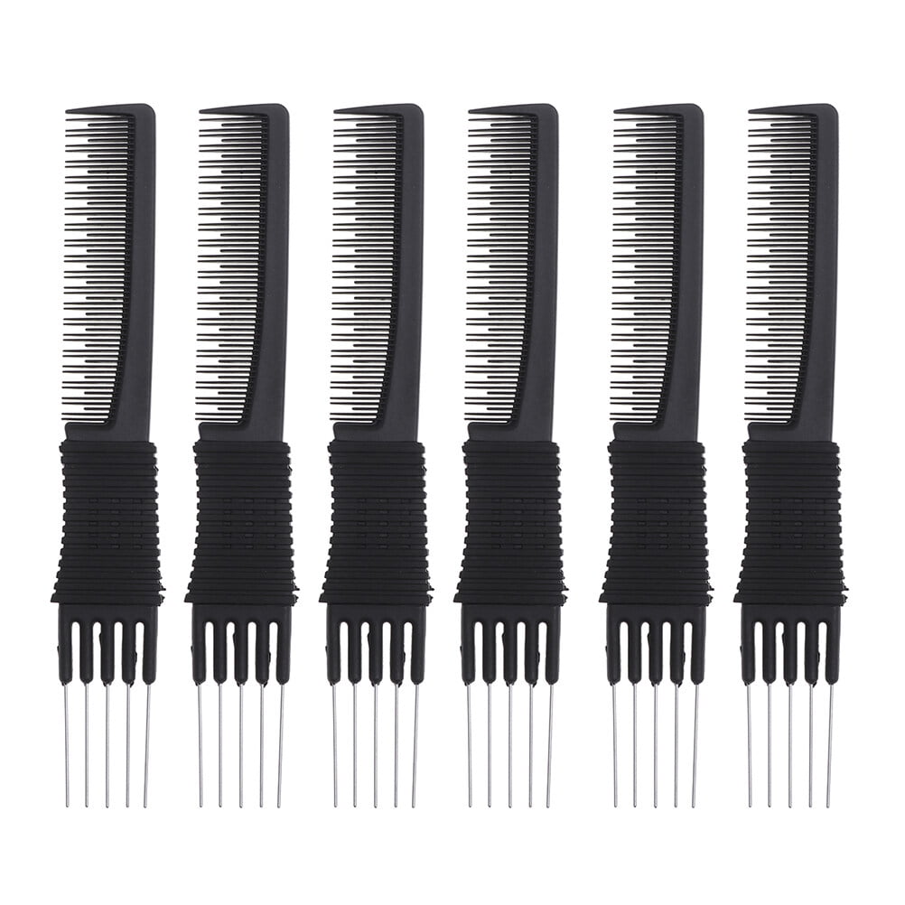 6 Pieces Professional Hair Combs Portable Tail Picks for Hair Black ...