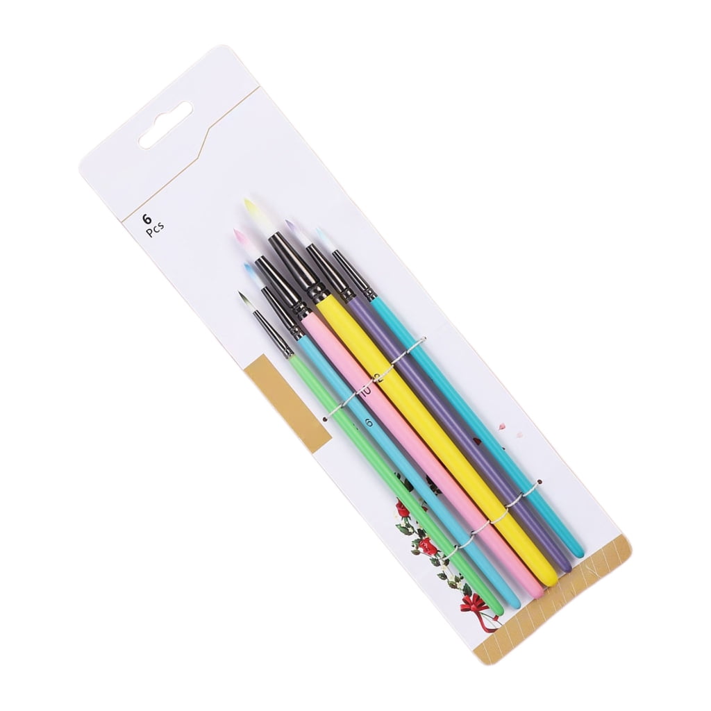 6Pcs Professional Watercolor Paint Brush Wood Paintbrush for Acrylic ...