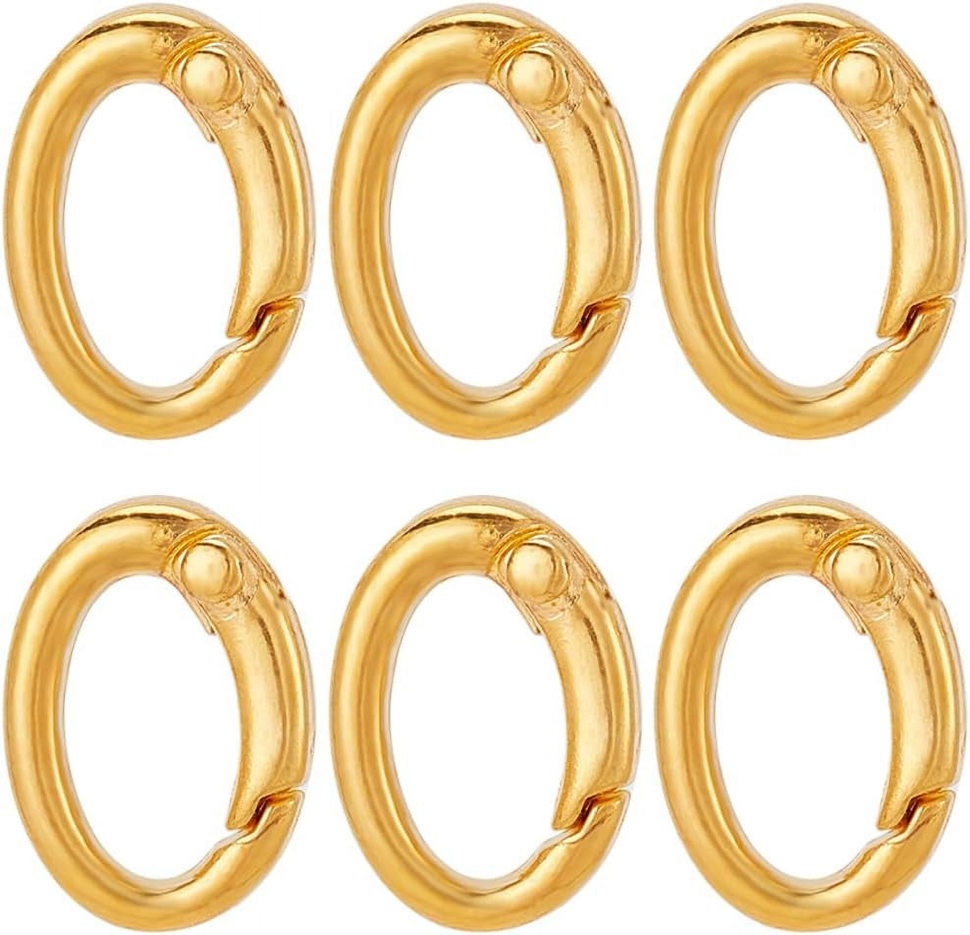 6Pcs Rack Plating Brass Spring Gate Rings Oval Lead Free & Cadmium Free ...