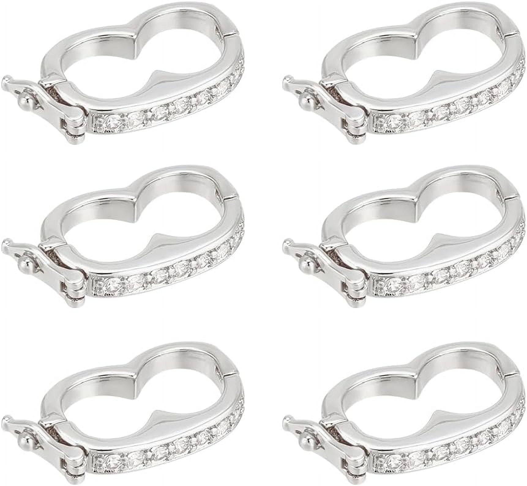6Pcs Rack Plating Metal Micro Pave Cubic Zirconia Twister Clasps ...