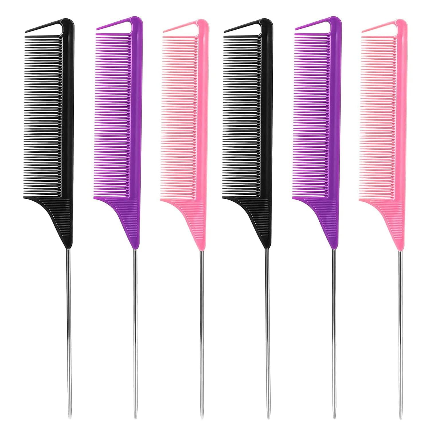 6Pcs Rat Tail Combs Parting Comb, Metal Tail Comb,Steel Pin Rat Tail ...