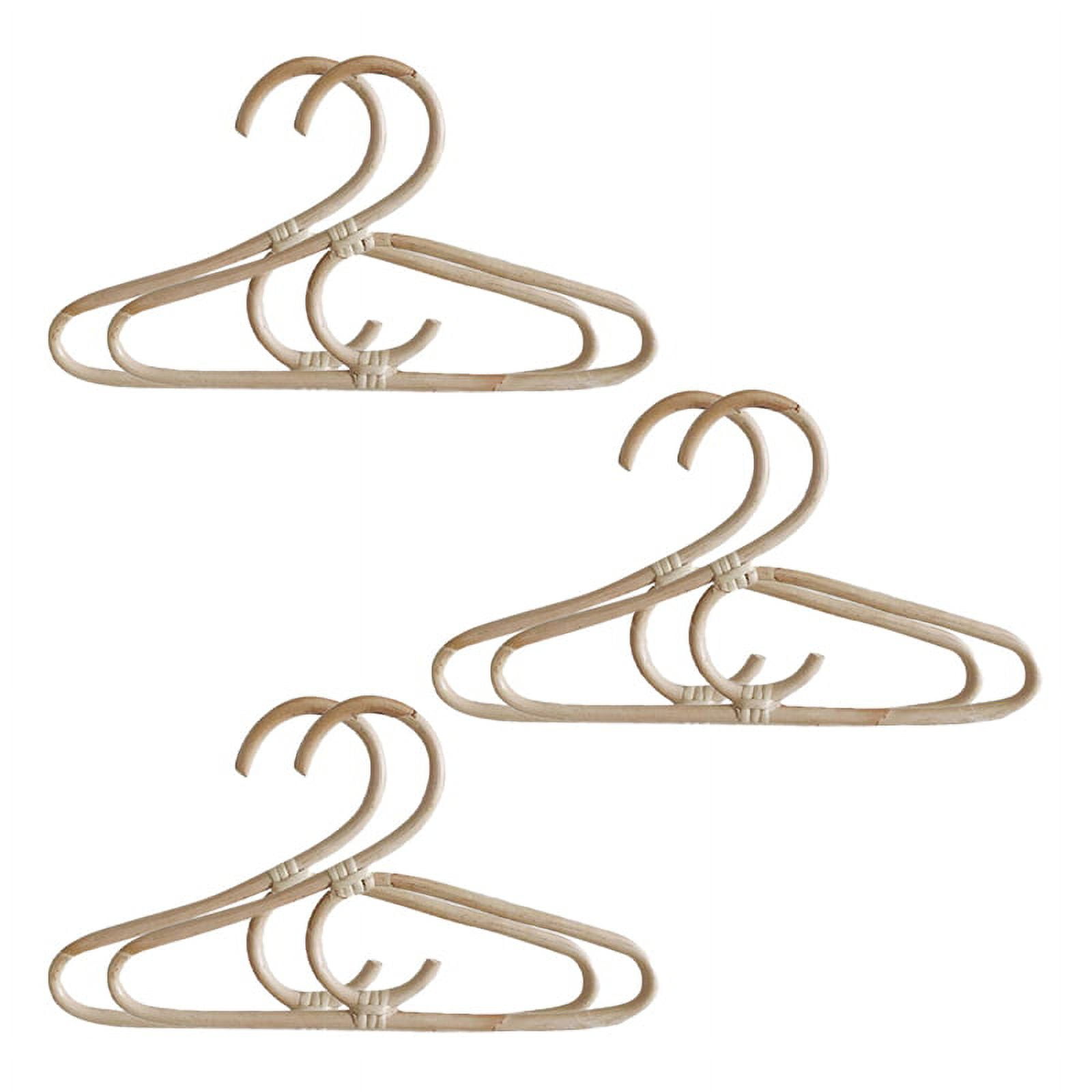 6Pcs Rattan Clothes Hanger Nordic Style Kids Garments Organizer Rack ...