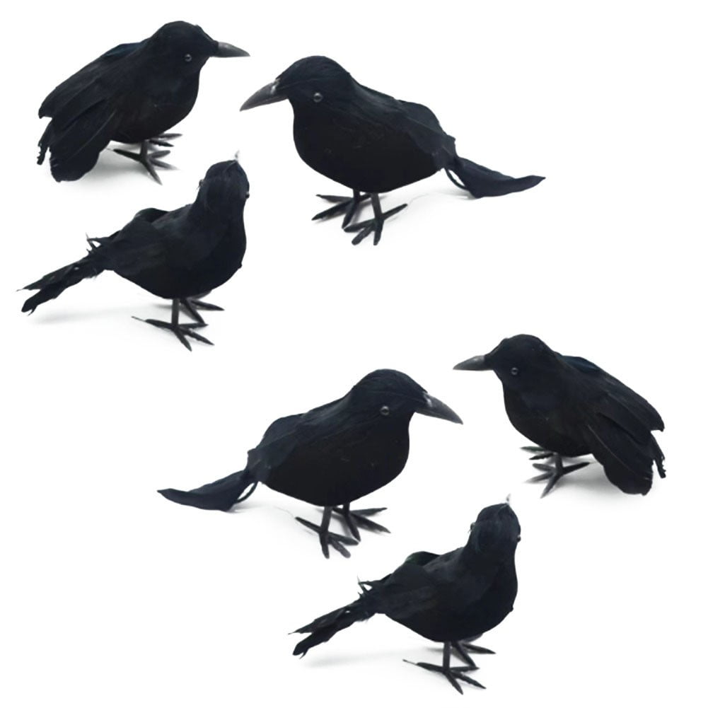 6Pcs Realistic Black Lifesize Raven Halloween Decor Prop - Perfect For ...