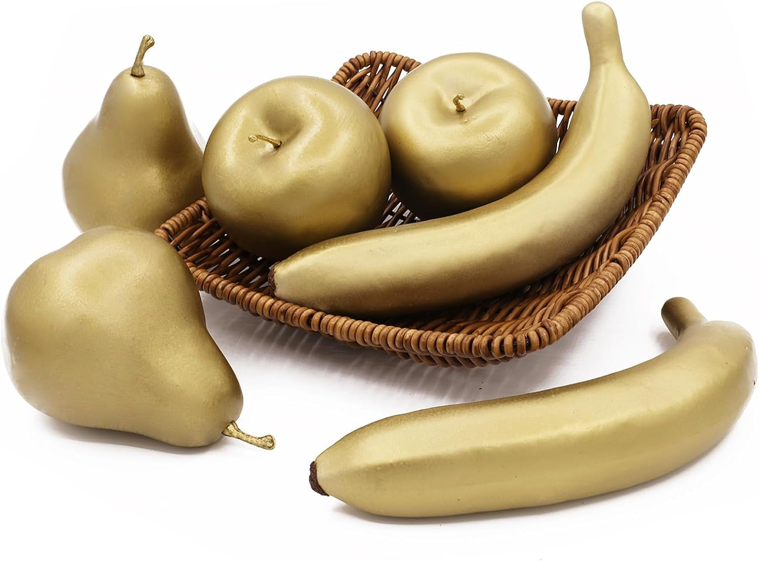 6Pcs Realistic Golden Fake Fruit,Lifelike Golden Faux Fruits,Artificial ...