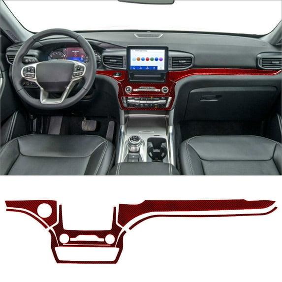 6Pcs Red Carbon Fiber Interior Dashboard Kit Cover Trim For Ford ...