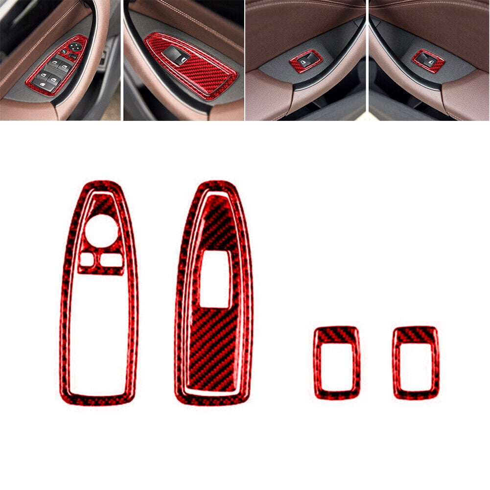 6Pcs Red Carbon Fiber Interior Window Control Cover Trim For BMW X1 F48 ...