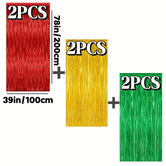 6Pcs Red Gold Green Streamers 39x78 Inch，High Saturation Color,Use for ...