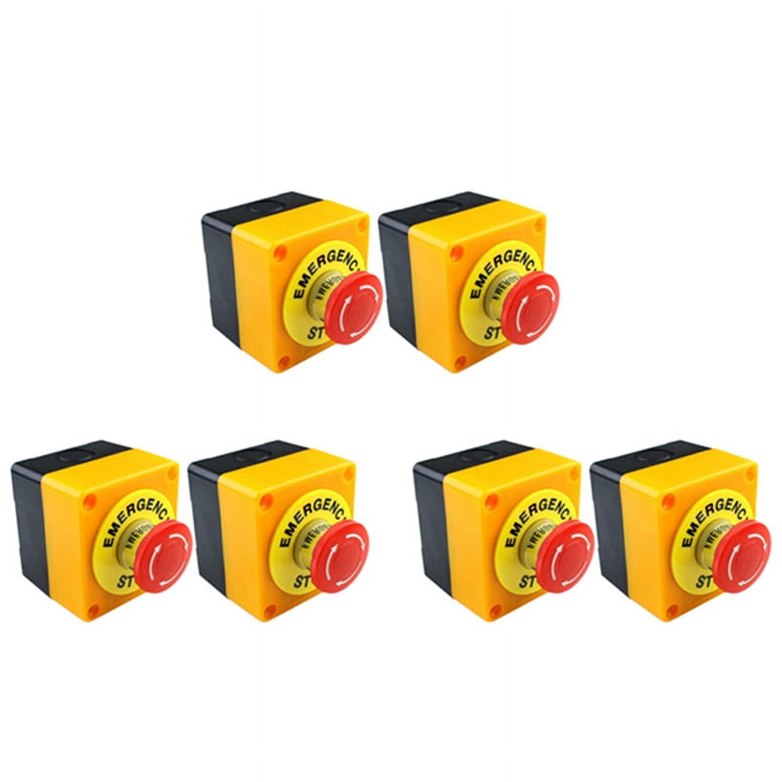 6Pcs Red Mushroom Emergency Stop Shut Push Button Switch No + Nc 22mm ...