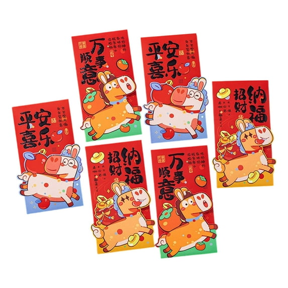 6Pcs Red Paper Envelopes 2026 Year of Horse Money Envelope Spring ...