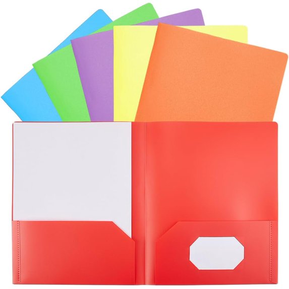 6Pcs Red Plastic File Folders Document Pocket Folder Blue Colorful 11. ...