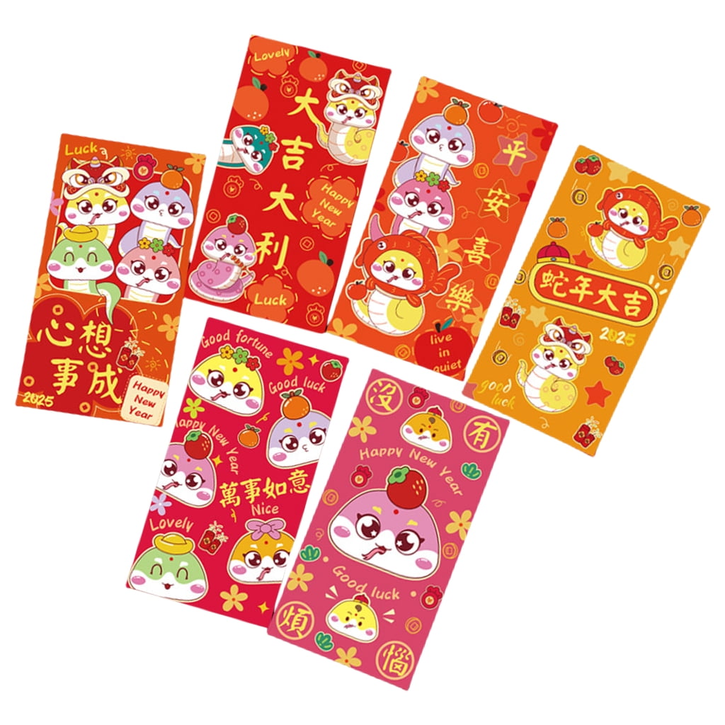 6Pcs Redness Envelopes for Traditional Spring Festival 2025 Snake Year ...