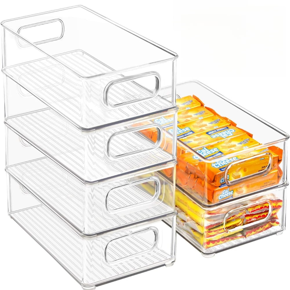 ZHOHO TANT 6Pcs Clear Plastic Refrigerator Organizer Bins, 3 Sizes ...